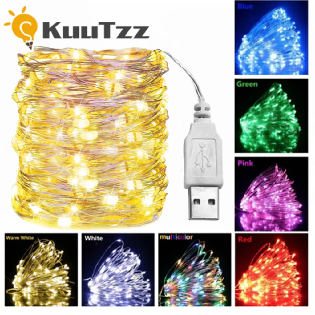 1-2-3-5-10-20M-USB-LED-String-Lights-Silver-Wire-Garland-Light ...