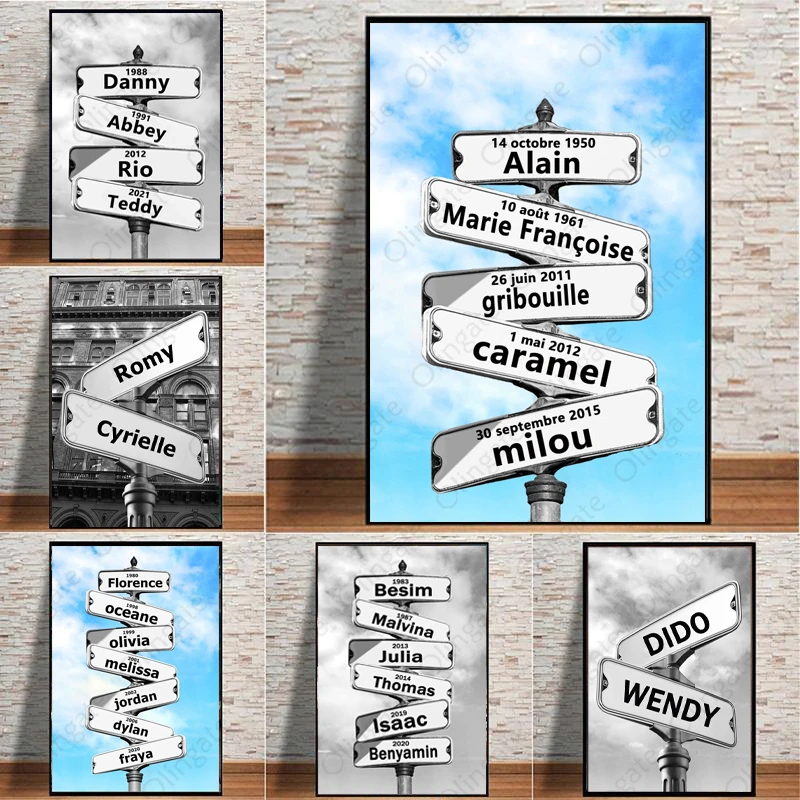 Family Street Sign Custom Name Canvas Painting Intersection Street Sign ...