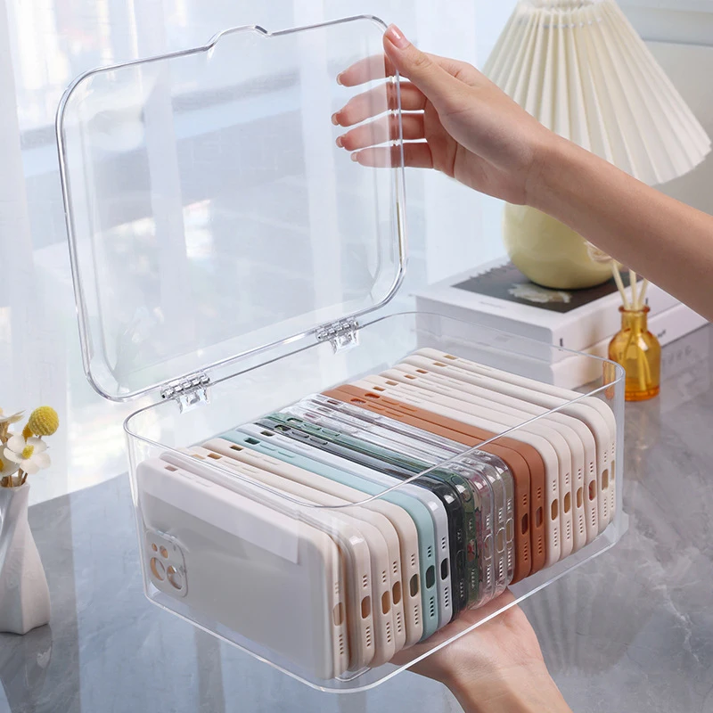 Flip-Top-Dustproof-Storage-Box-for-Phone-Cases-and-Accessories-Desk ...