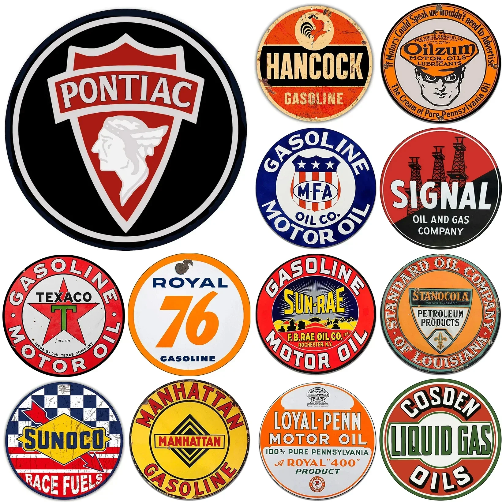 Car Stickers Personality Motor Oil Round Garage Gas Oil Station Retro ...