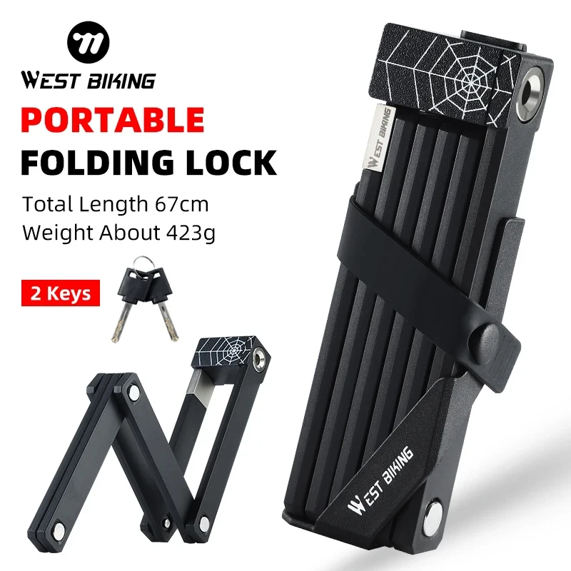 WEST-BIKING-Bicycle-Folding-Lock-Mini-Portable-Anti-Theft-Safety-Lock ...