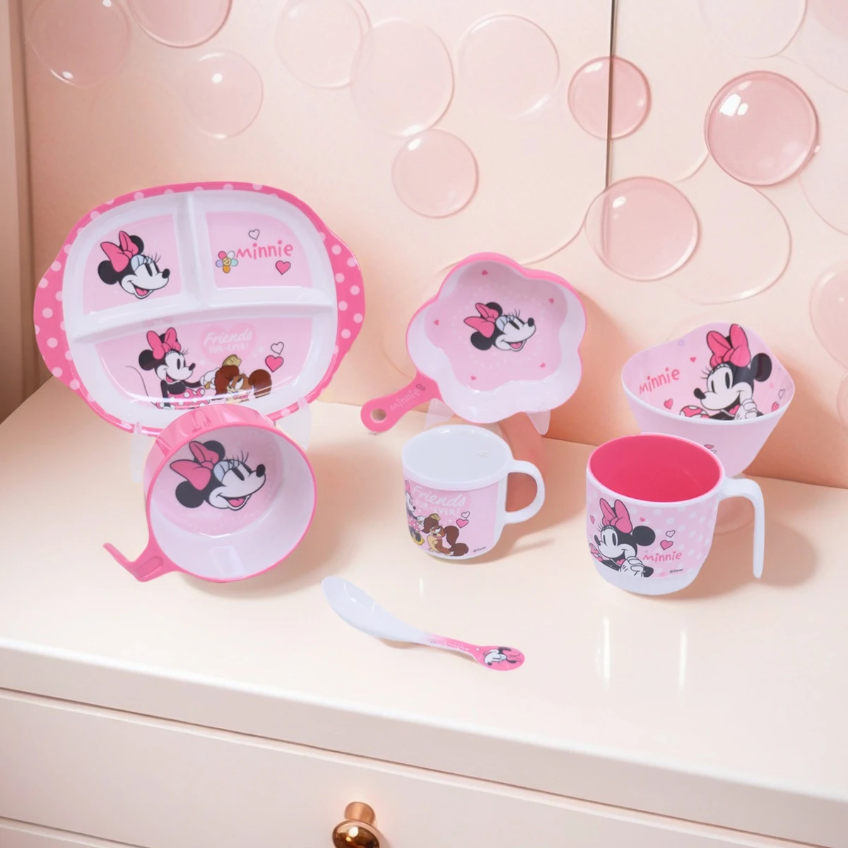 1pc Disney Cartoon Minnie Mouse melamine tableware plate,bowl,cup,spoon ...