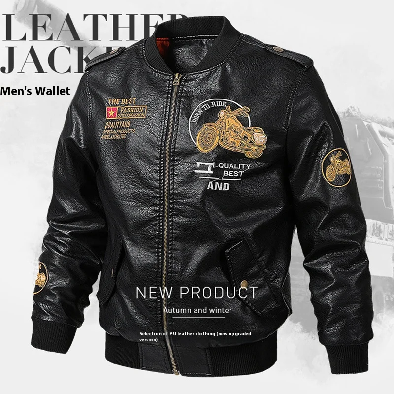 PU-Leather-Motorbike-Jacket-Men-Autumn-Winter-Plush-Washed-Retro ...