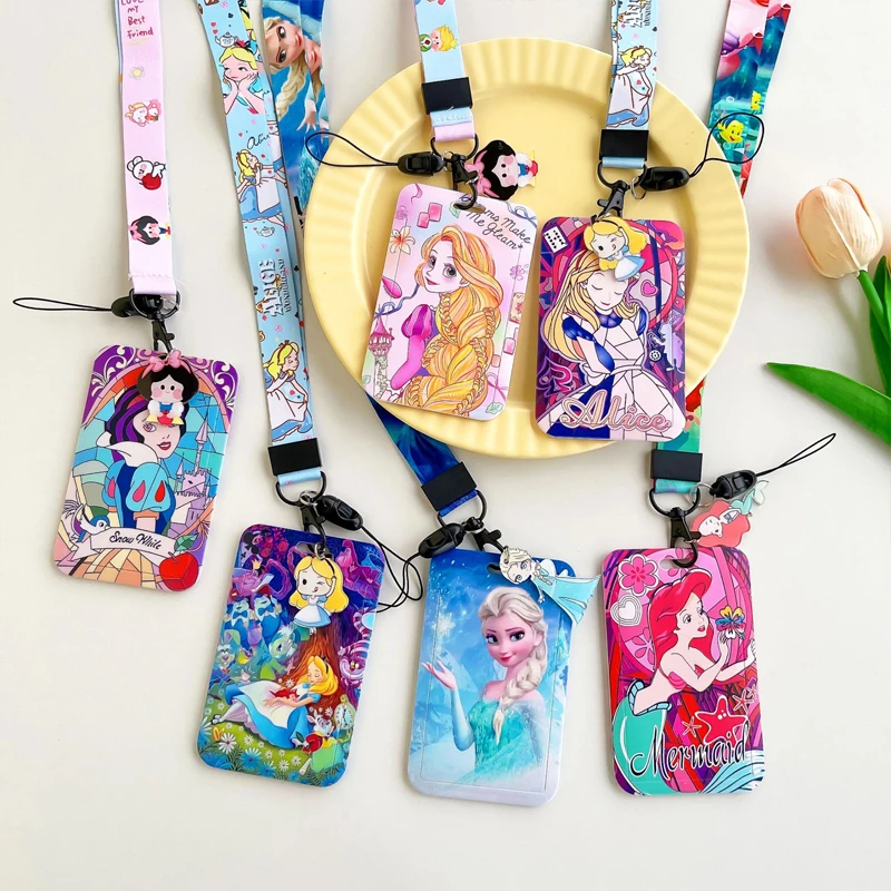 Disney-Princess-ID-Card-Holder-Neck-Strap-Pendant-Girls-Alice-Door ...