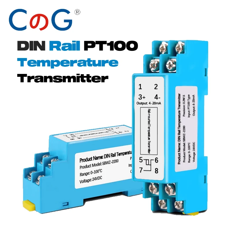 CG 35mm DIN Rail PT100 Temperature Transmitter Integration Module -200 ...
