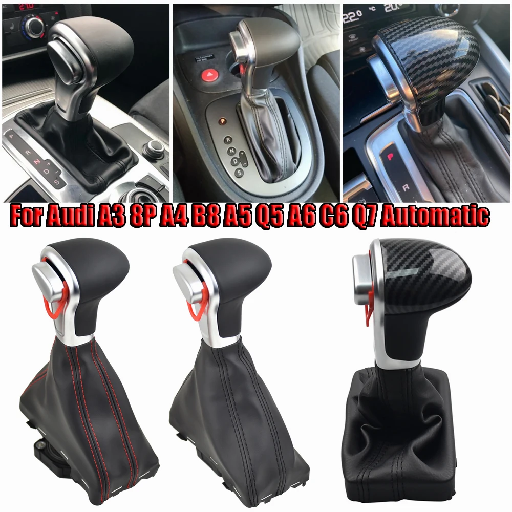 LHD-Car-Leather-Chrome-GEAR-Shift-Knob-Shift-Knobs-For-Audi-A3-8P-A4-B8 ...