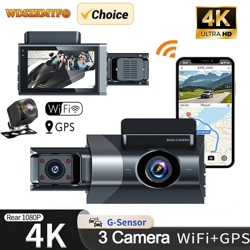 4K-Car-DVR-3Channel-Video-Recorder-WIFI-GPS-Dash-Cam-for-Cars-Front ...