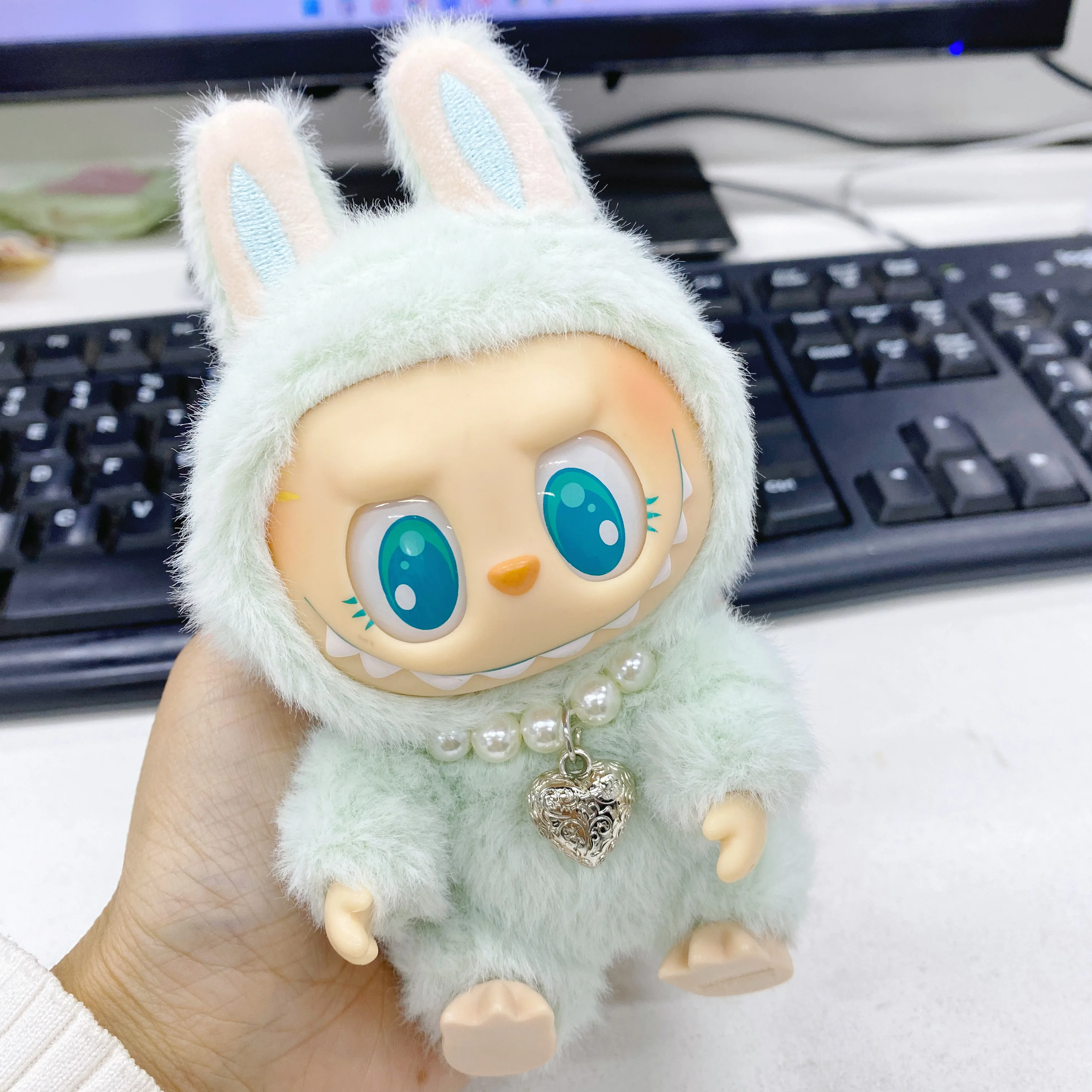 Cartoon Cute Plush Doll outfit Necklace Love Pendant Pearl Chain ...