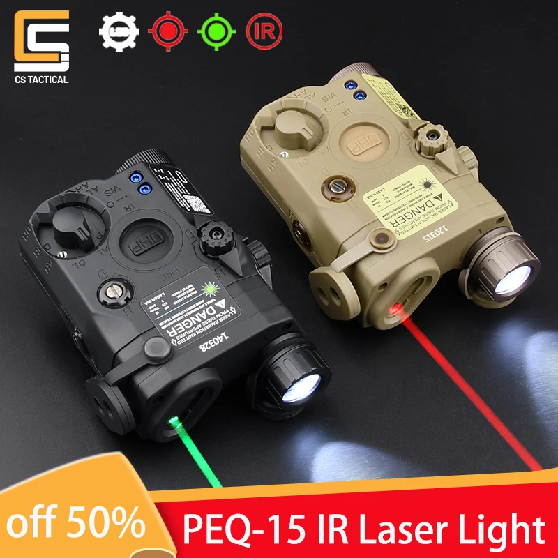 WADSN Tactical PEQ 15 Airsoft IR Red Laser Sight Hunting Weapon Scout Light Blue Red Green Laser ...