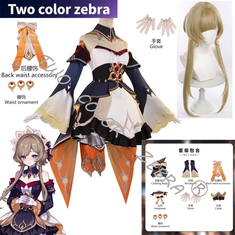 Game Genshin Impact Marionette Sandrone Cosplay Costume Wig Dress Full ...