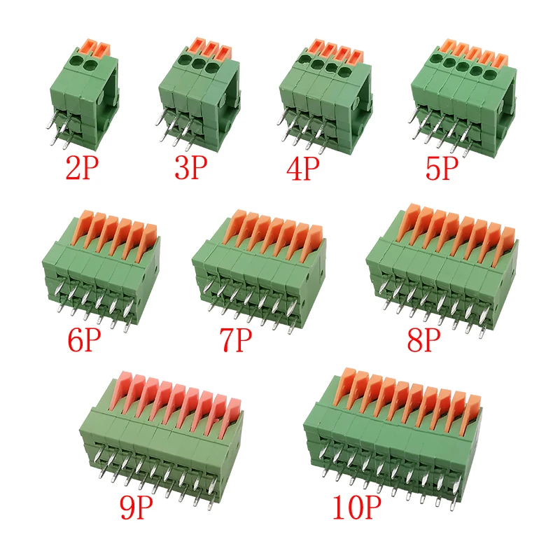 10Pcs-KF141R-KF141V-2-54mm-Pitch-PCB-Terminal-Block-Connectors-2-3-4-5 ...