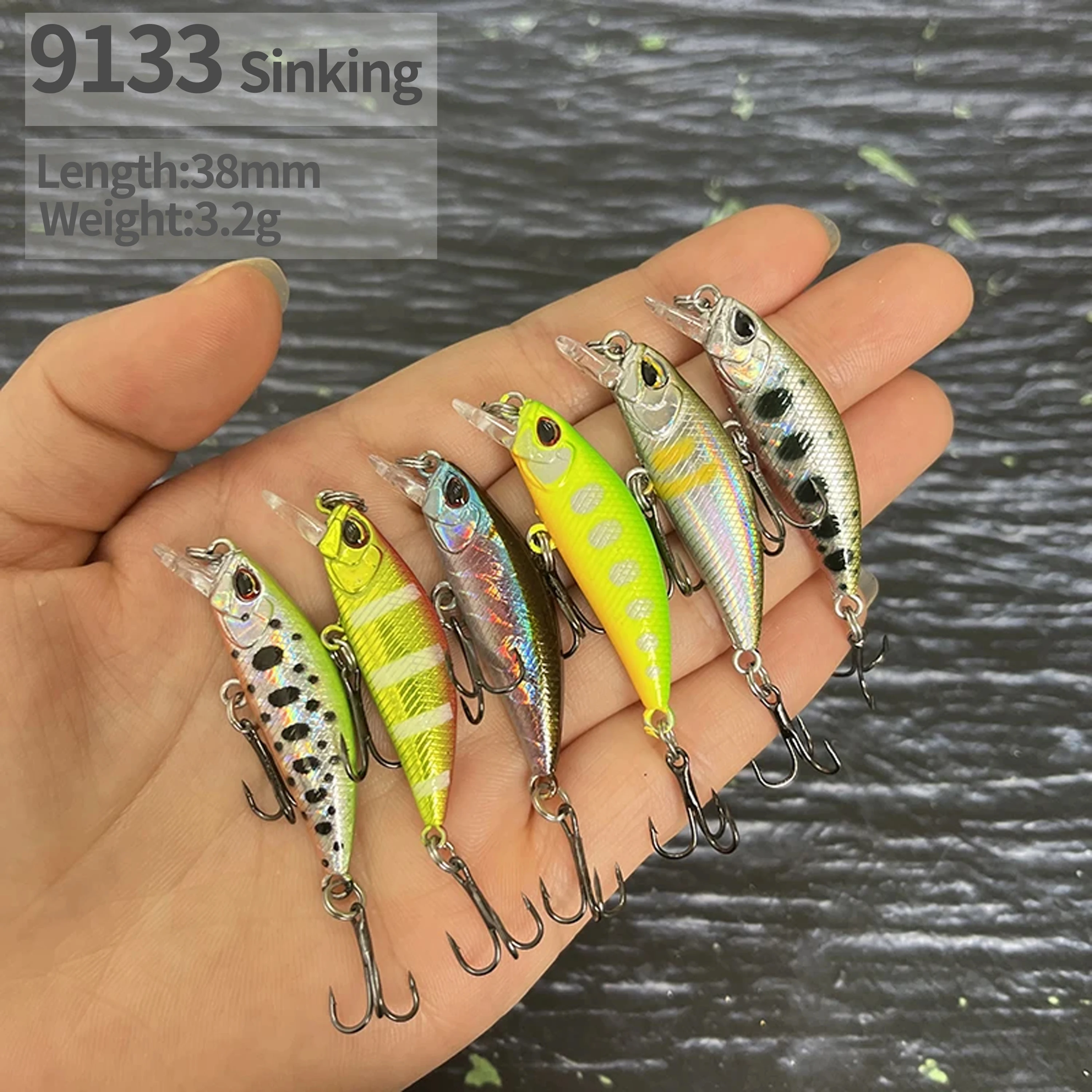 38mm 3.2g Mini Sinking Minnow Fishing Lures Artificial Hard Baits ...