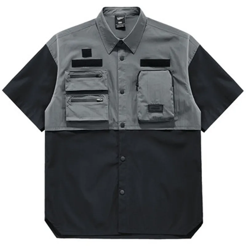 Men's Hi Street Techwear Shirts Summer Short Sleeve Cargo Tactical Tops ...