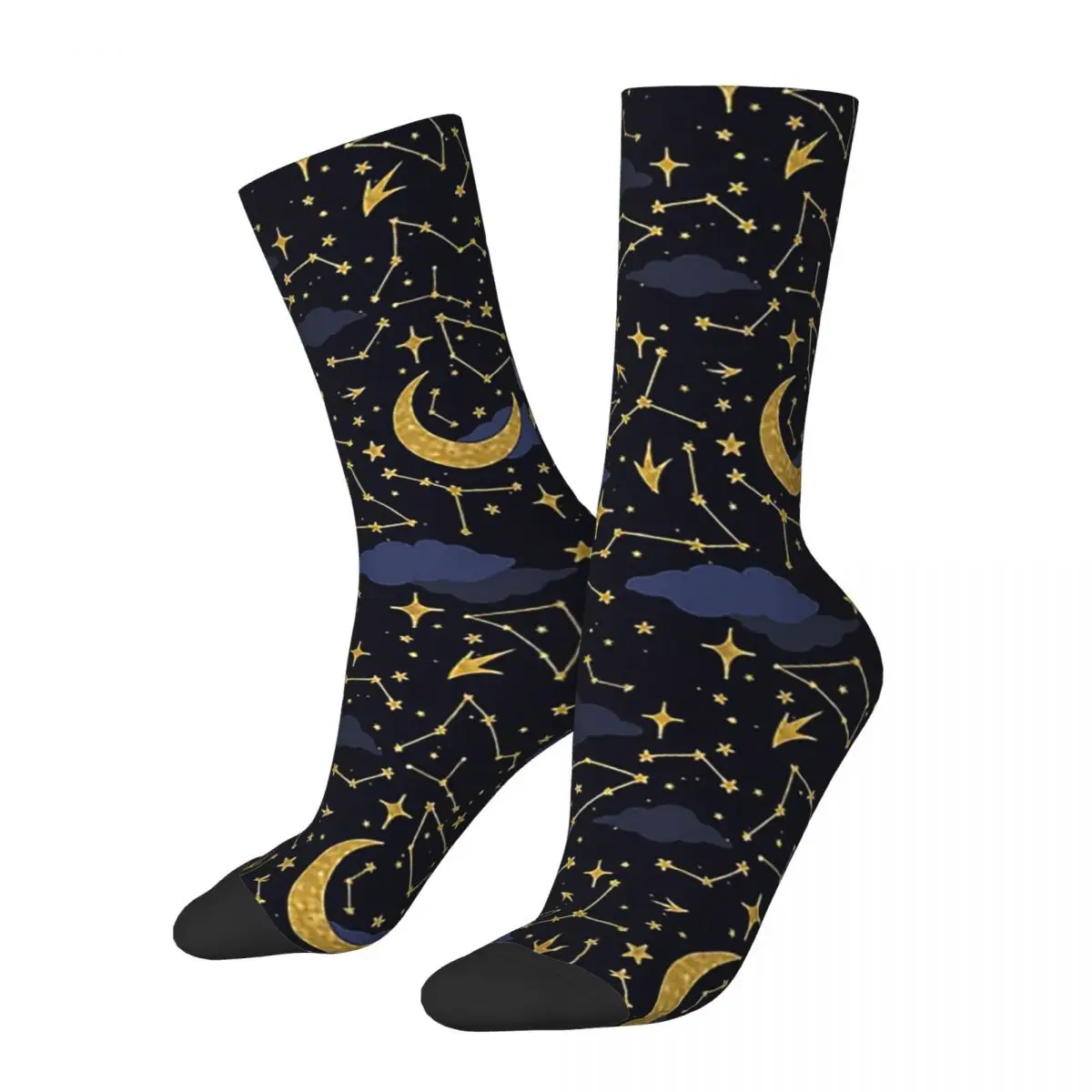 Celestial-Stars-And-Moons-In-Gold-And-Dark-Blue-Socks-Harajuku-High ...