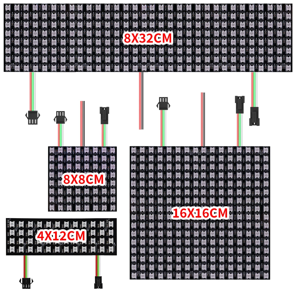 WS2812B-RGB-5050SMD-Pixel-Led-Panel-4X12-8X8-16x16-8x32-Flexible-Matrix ...