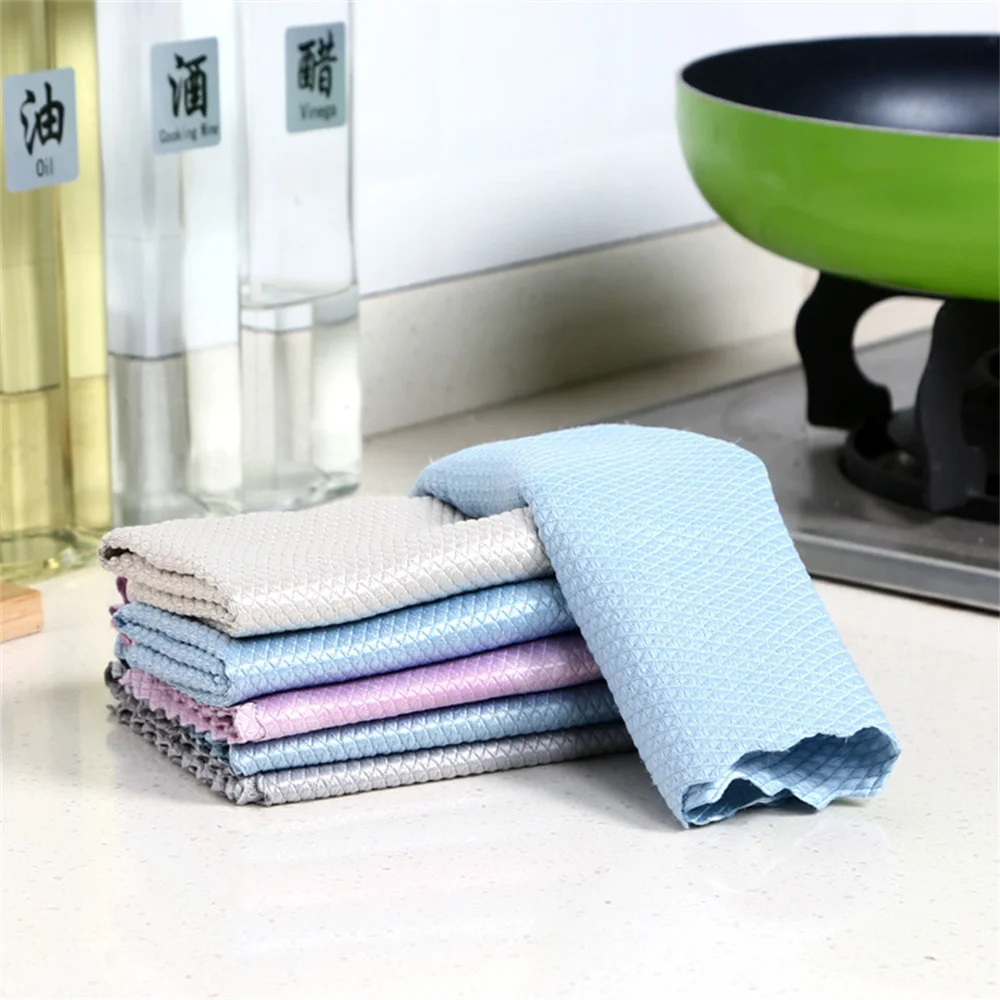 Generic Glass Cleaning Cloth Microfiber Rag Anti-Grease Fish Scale Wipe ...