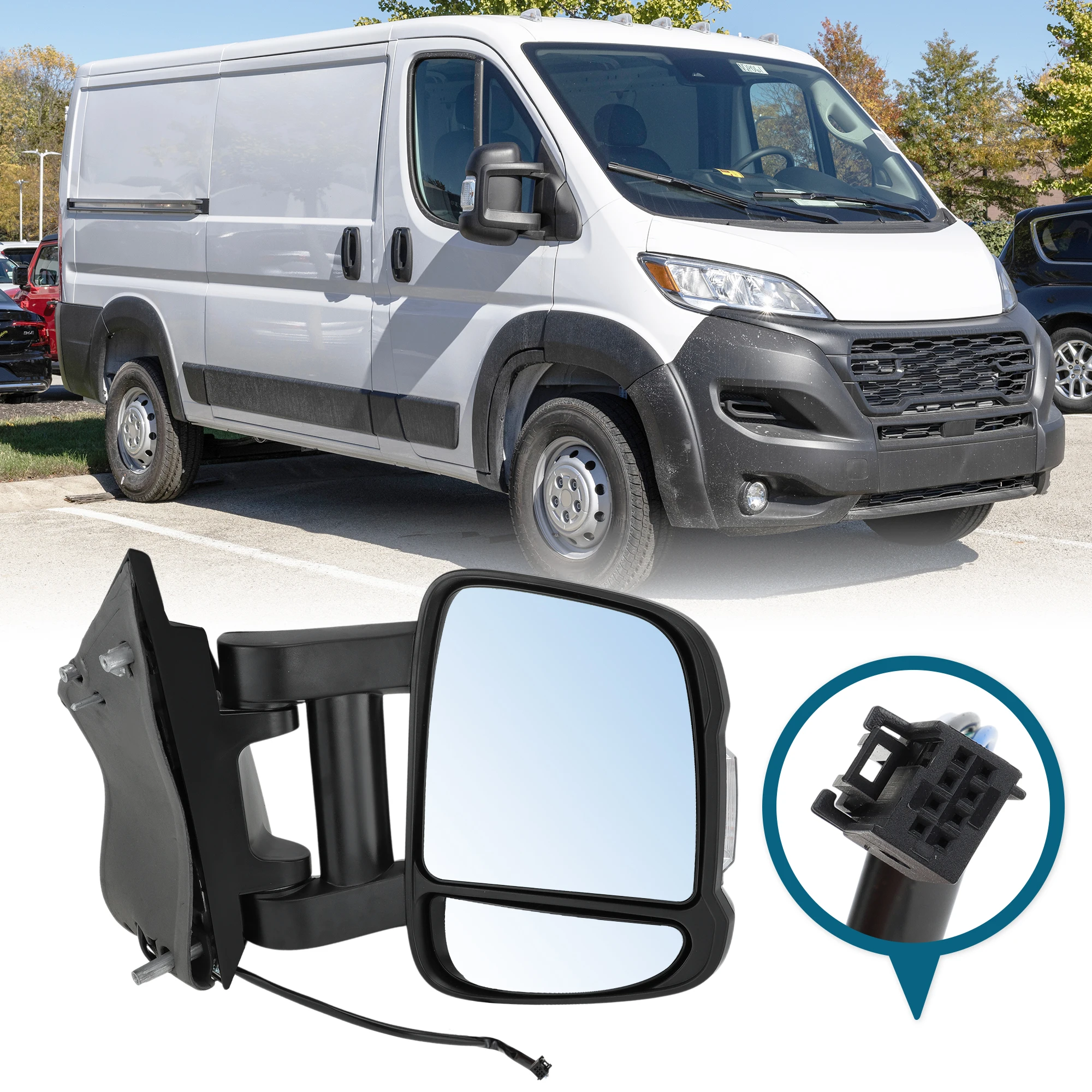 Uxcell 8Pins Right Passenger Side Mirror Replacement for Ram Promaster ...