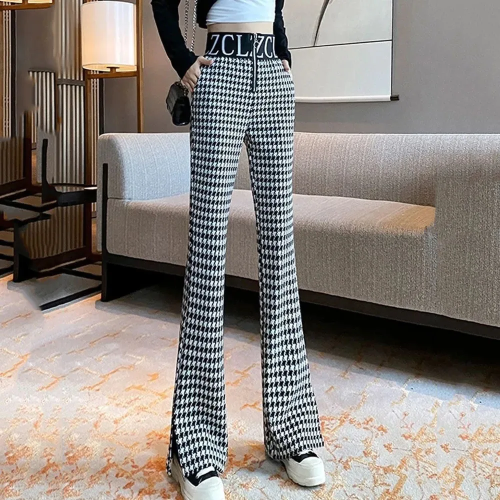Abdominal-Thin-Houndstooth-Wide-leg-Pants-Women-s-Autumn-And-Winter ...