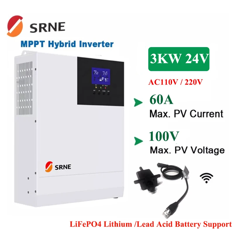 Inversor de energía Solar híbrido MPPT, 3000W, a AC110V 230V DC24V ...