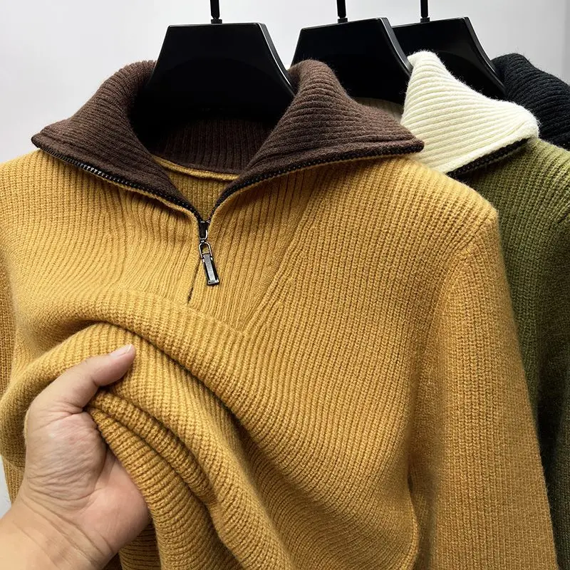 Acket-for-Men-in-Winter-Reversible-High-Neck-Sweater-for-Men-Thick-Base ...