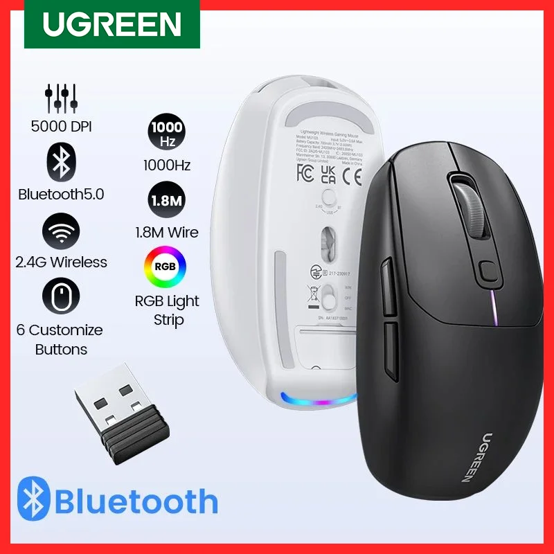 UGREEN-Gaming-Mouse-5000DPI-Wireless-Mouse-Bluetooth-5-0-2-4G-Wired ...
