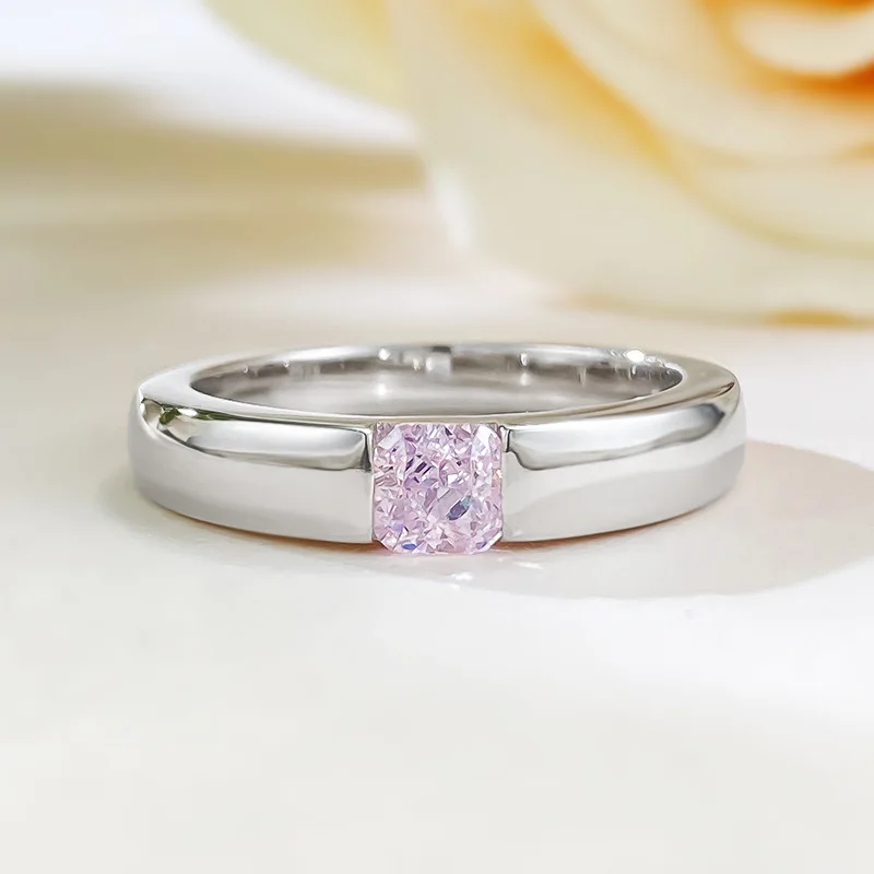 Shining-U-S925-Silver-5-5mm-Pink-Square-Gems-Ring-for-Women-Platinum ...
