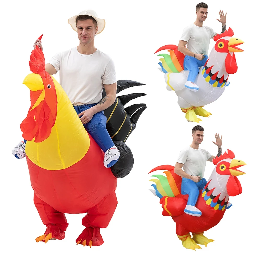 Funny-Fancy-Dress-Cosplay-Costumes-Riding-Rooster-Inflatable-Costume ...