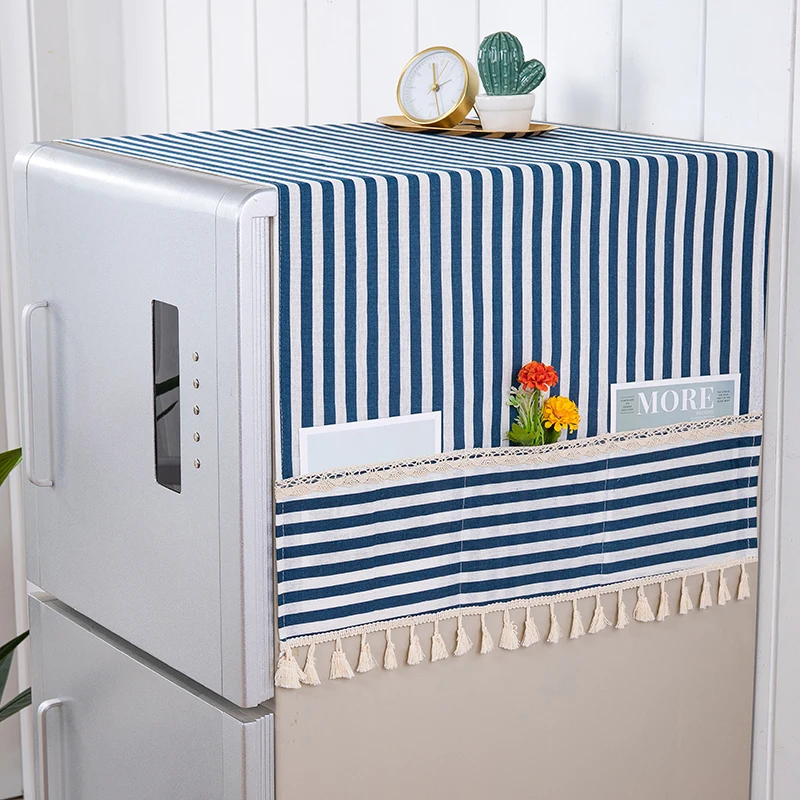 55x120cm-Stripe-Refrigerator-Cover-Dustproof-Fridge-Cloth-Dust-Covers-Washing-Machine-Cover ...