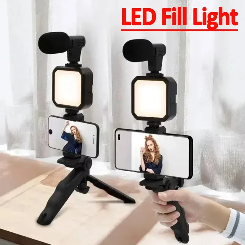 LED-Fill-Light-Cell-Phone-Tripod-Kit-With-Mic-Mobile-Phone-Live ...