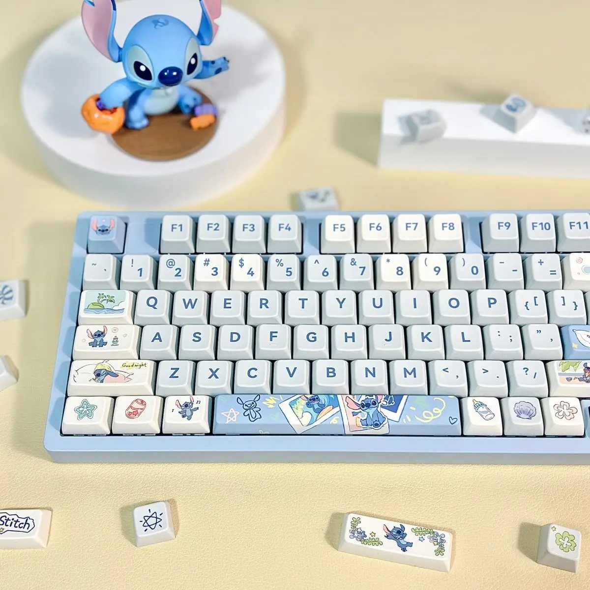 Cute-Cartoon-Stitch-Cinnamon-Keycaps-95-teclas-perfil-MDA-teclados ...
