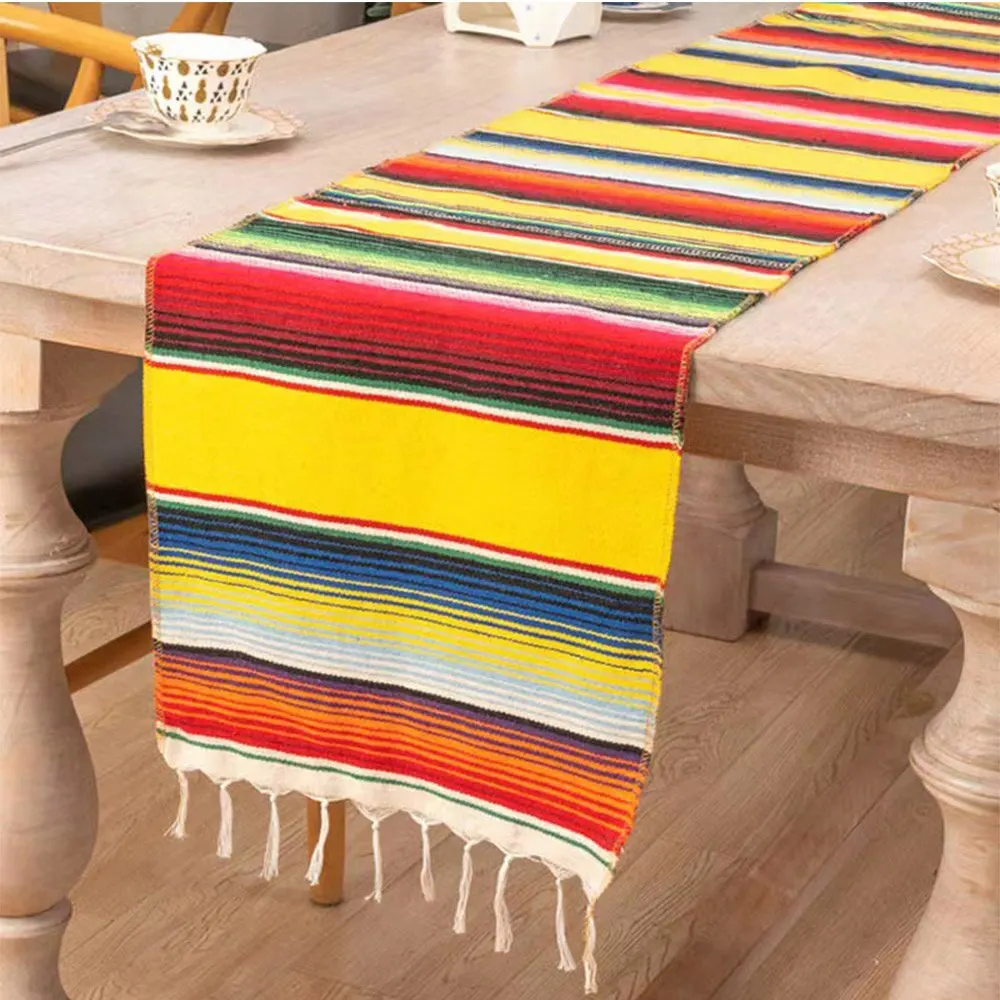 35-215cm-Stripe-Tablecloth-Rainbow-Table-Runners-with-Tassel-for ...