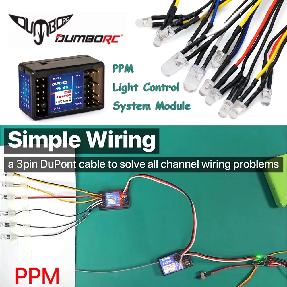 DUMBORC PPM Light Control System with DC Normal LED Set DC4.8-6V 12 LED ...