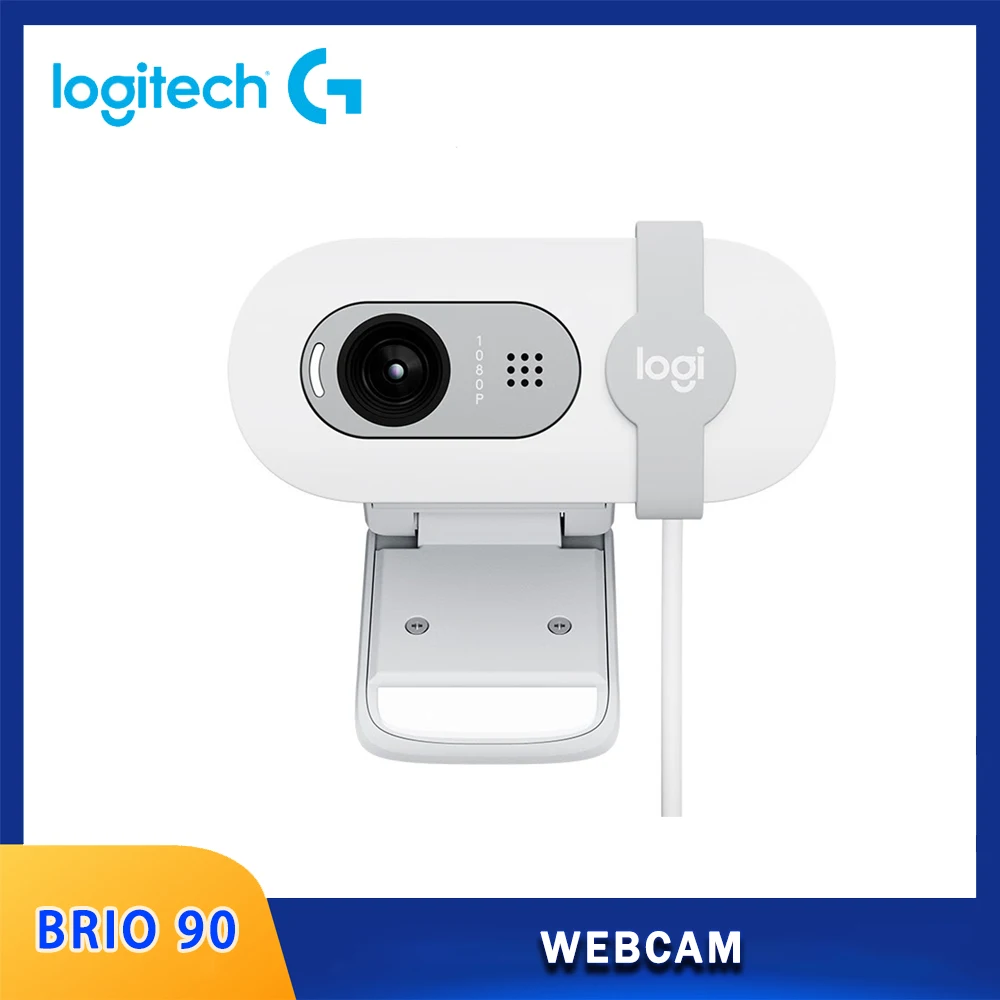 Webcam Logitech-Brio 90 HD com balanceamento automático de luz, obturador de privacidade ...