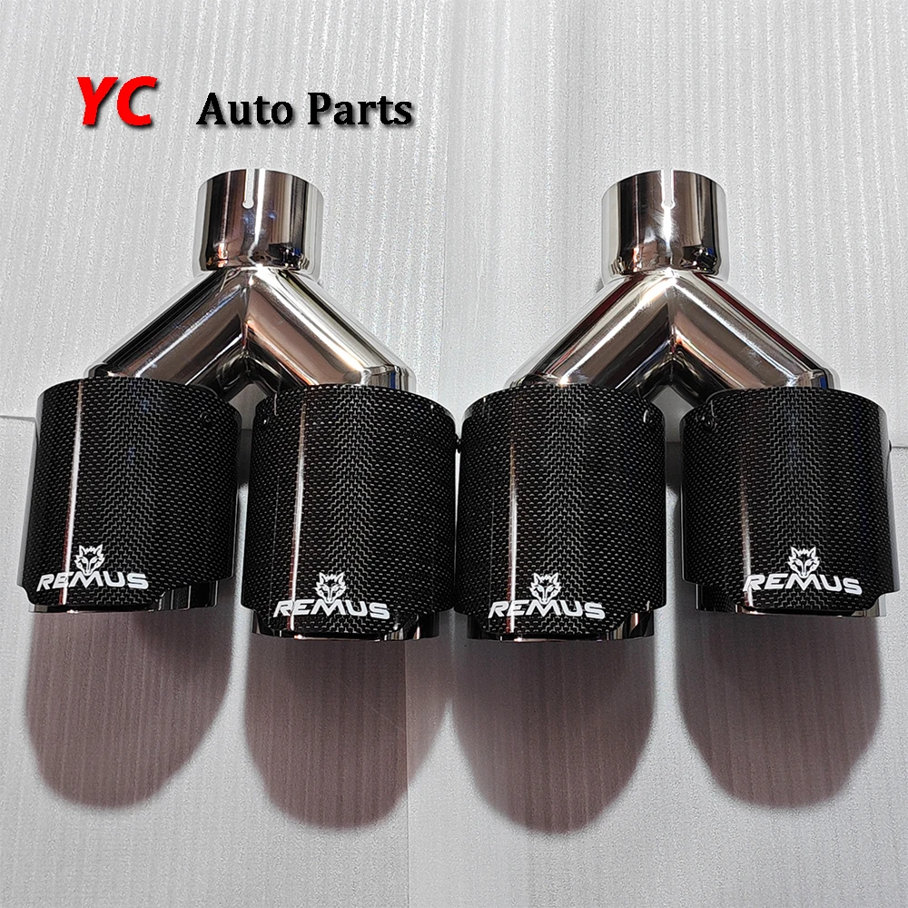 Pair-of-Glossy-Carbon-Fiber-Exhaust-Headers-304-Stainless-Steel-Exhaust ...