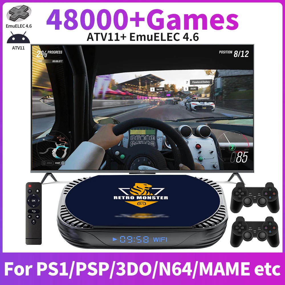Retro Video Game Console Emuelec 4.6+atv 11 S905x4 48000+games With 70+emulators For Ps1/psp/n64 ...