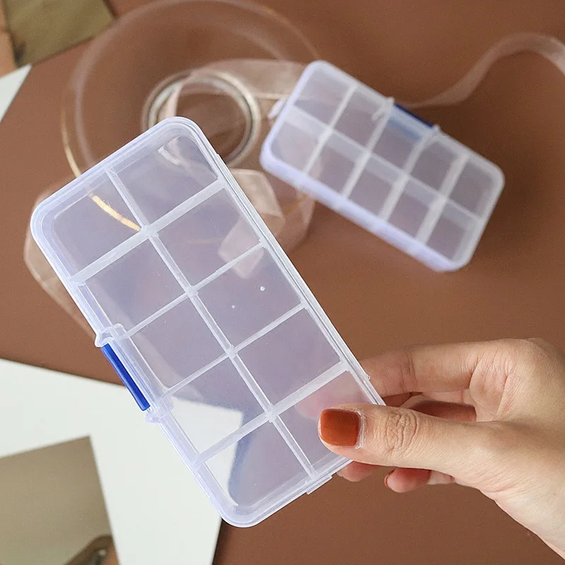 1/2/3PCS 10 Grids Plastic Storage Box Organizers with Lids Jewelry ...