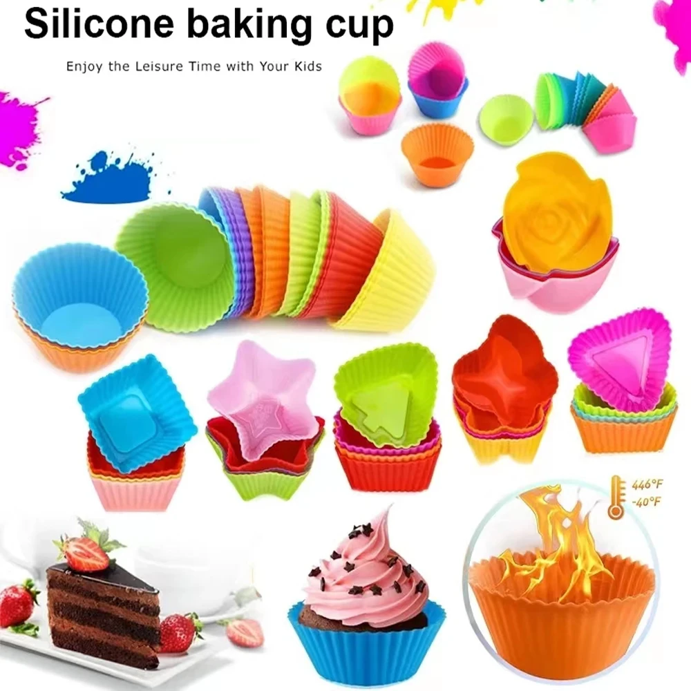 10pcs-Silicone-Cake-Mold-Round-Shaped-Muffin-Cupcake-Baking-Molds ...