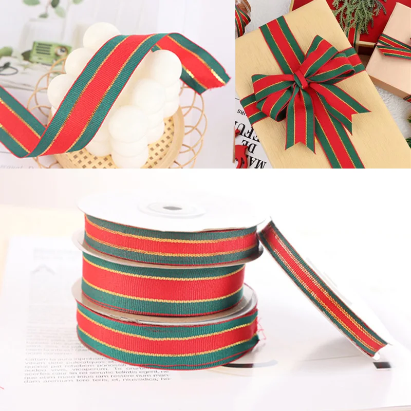 Classic-Red-Green-Ribbons-Gold-Lace-Polyester-Grosgrain-Ribbon ...