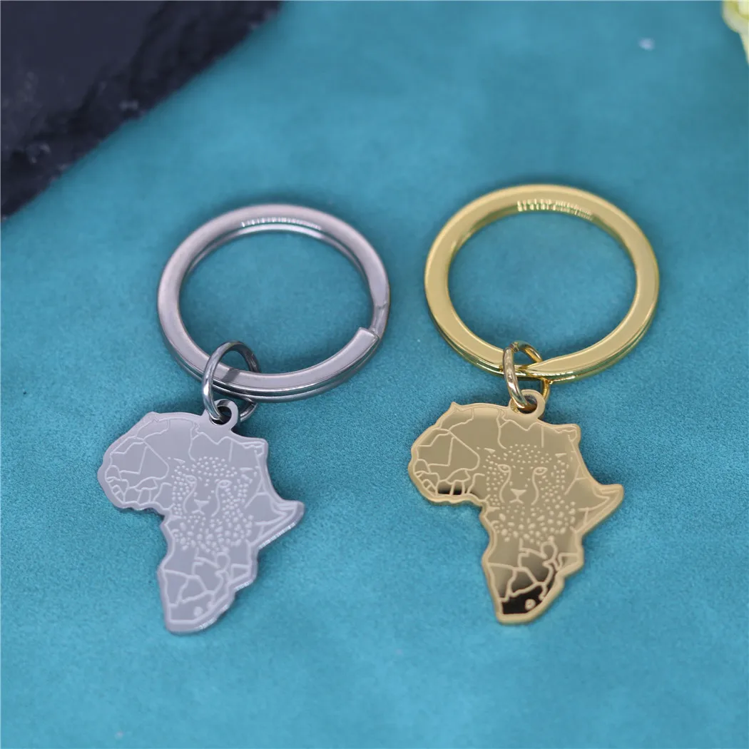 African American Map Keychain Africa Map With Tiger Face Pendant Key ...
