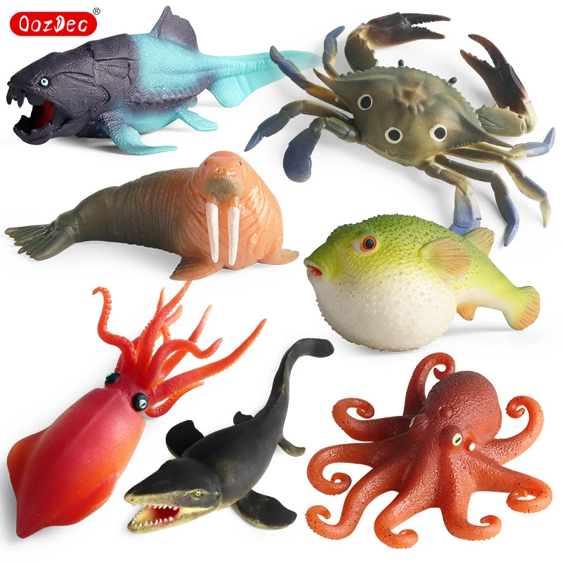 OozDec-Realistic-TPR-Animal-Figurines-for-Kids-Ocean-Crab-Octafa-Squid ...