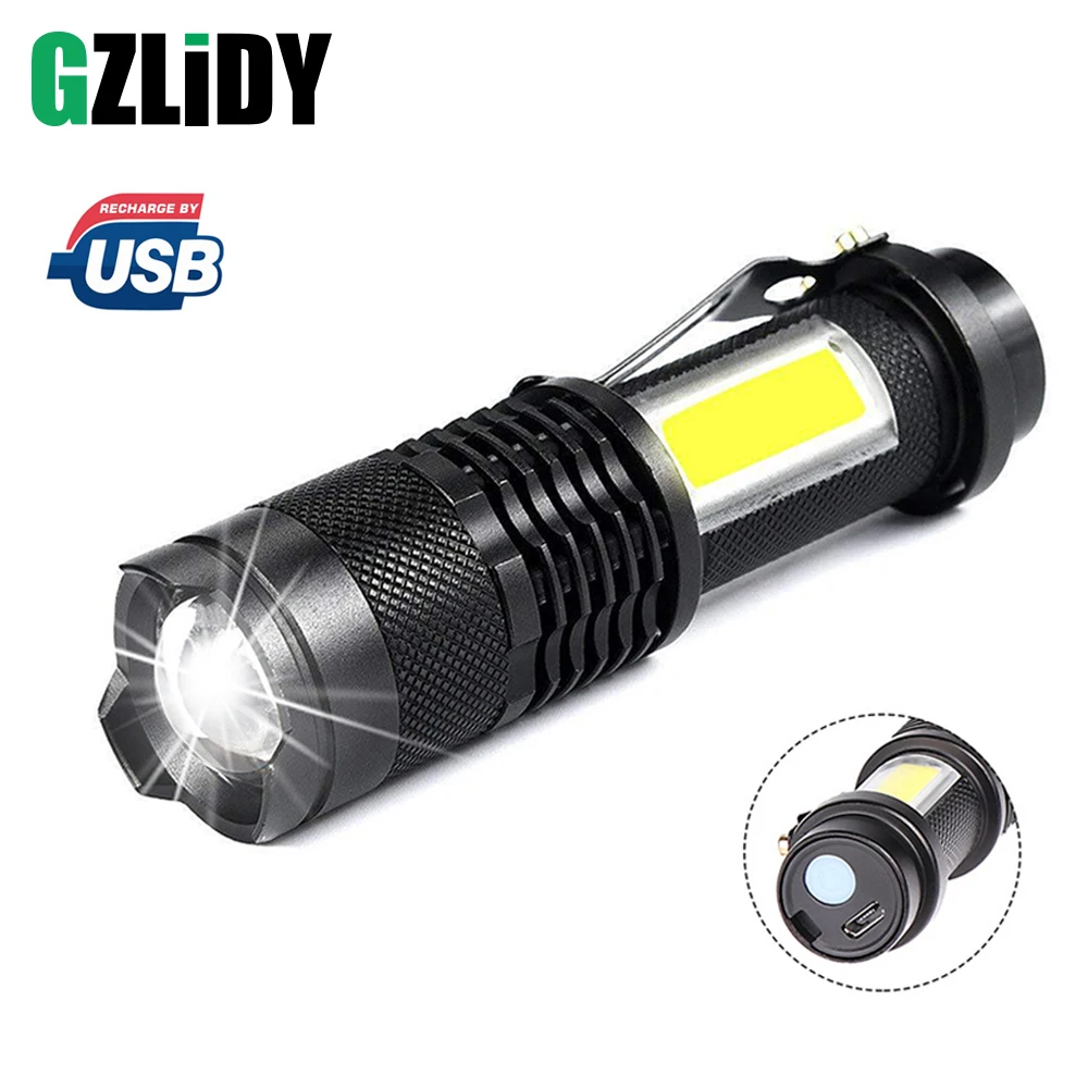 Mini-COB-Flashlight-USB-Rechargeable-XPE-Torch-Portable-Waterproof ...