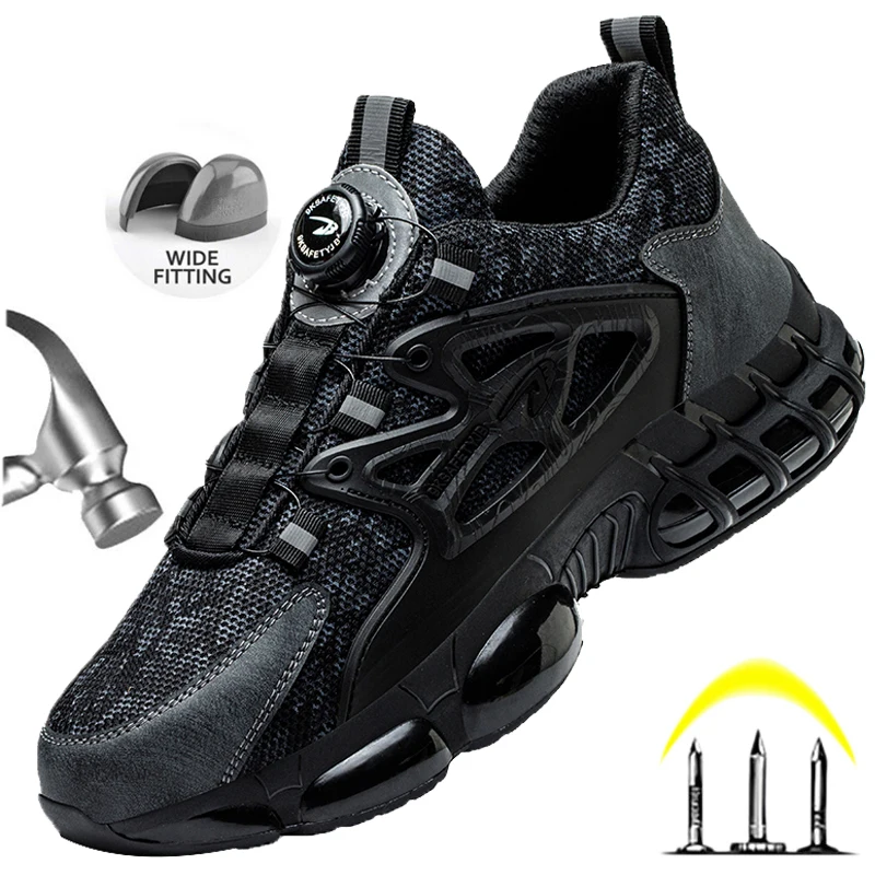 Rotary Buckle Work Sneakers Outdoor Breathable Protective Shoes Safety ...