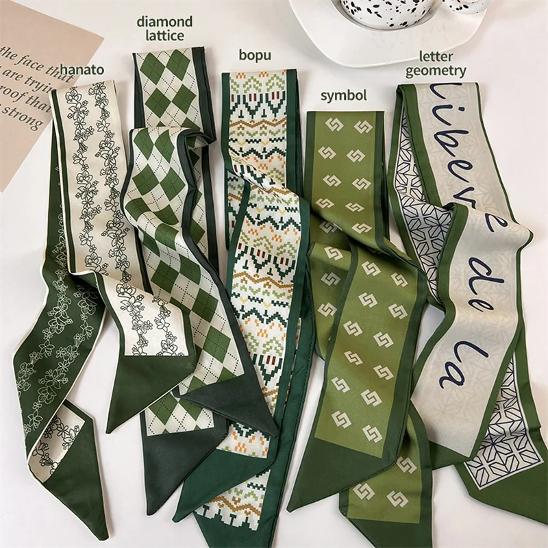 UXSL Spring Green Silk Scarf Hair Band Multifunction Long Ribbon ...