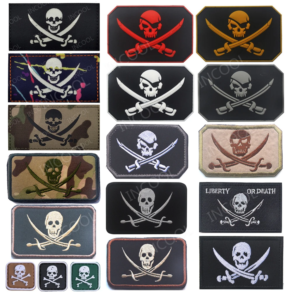 Infrared-IR-Reflective-Pirate-Skull-Patches-Glow-In-Dark-3D-PVC ...