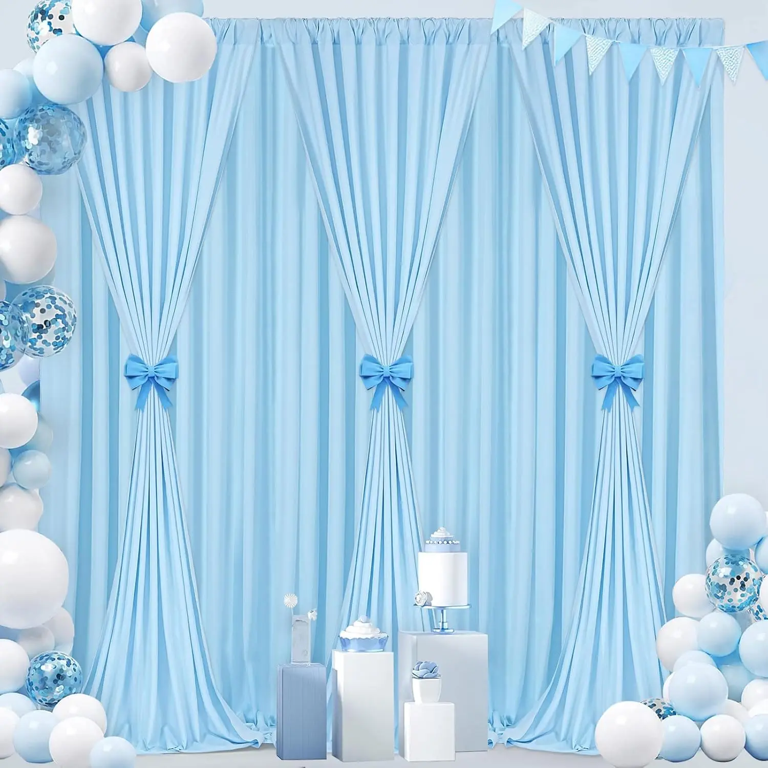 Baby Blue Backdrop Curtains: 10 Panels 5ft x 10ft Polyester Photography ...