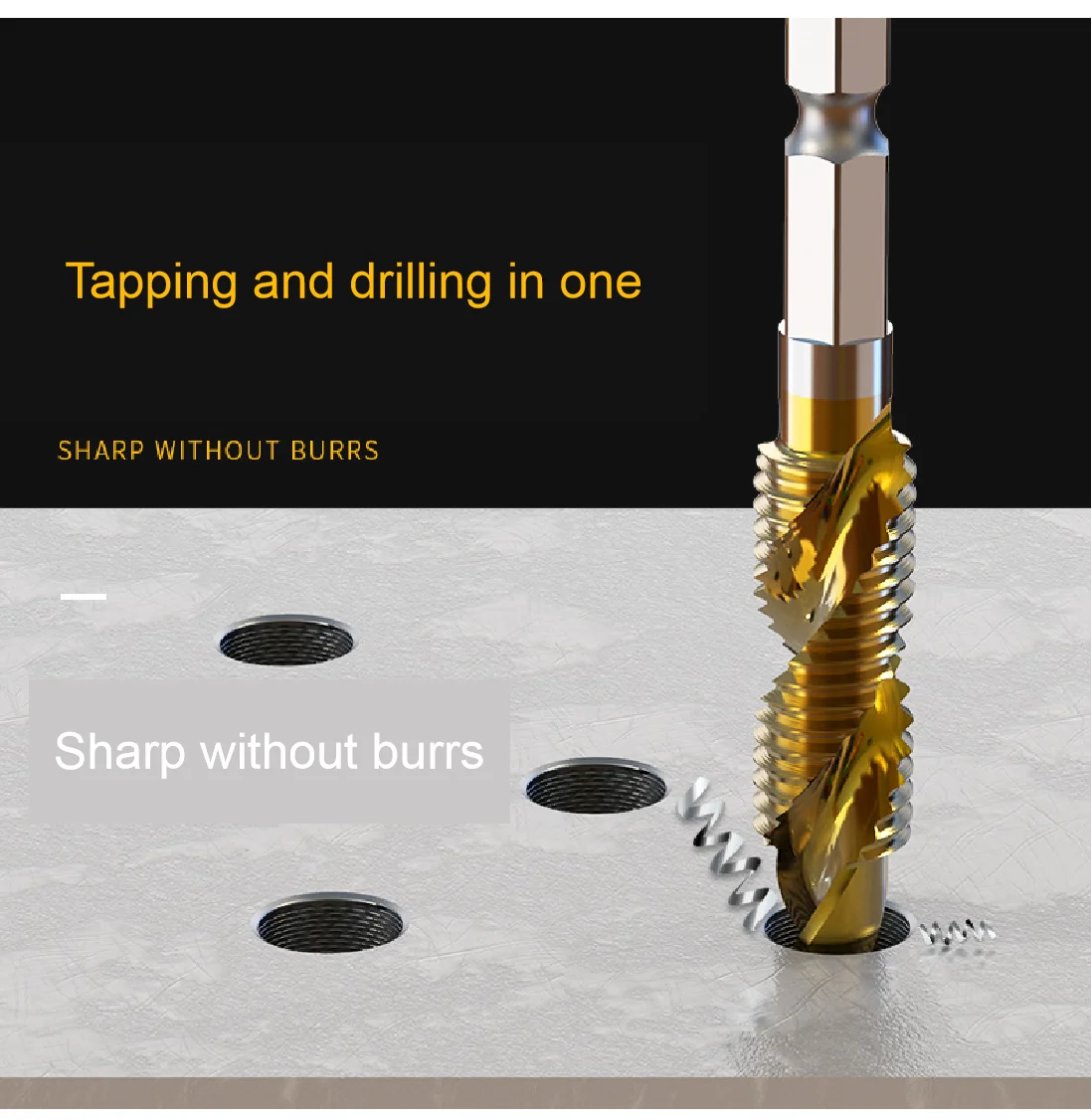 Tournevis,Tige hexagonale plaquée titane HSS,filetage de vis,forets à taraud métrique,composé de ...