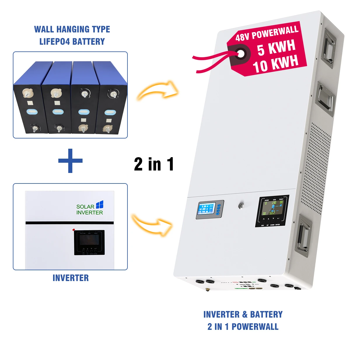 48v 100ah Powerwall 2 In 1 Built-in Inverter Lifepo4 Battery Pack 5kwh ...