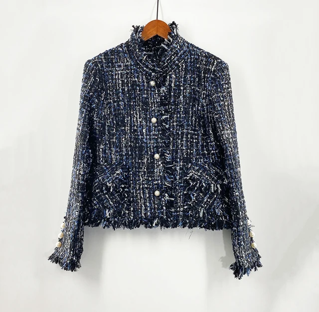 Pink Tweed Jacket spring / autumn /winter women's jacket coat classic ...