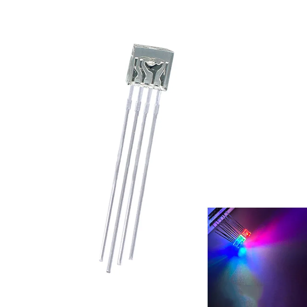 1000PCS 2X5X5 Square Transparent/Diffused Four Legged Full Color RGB ...