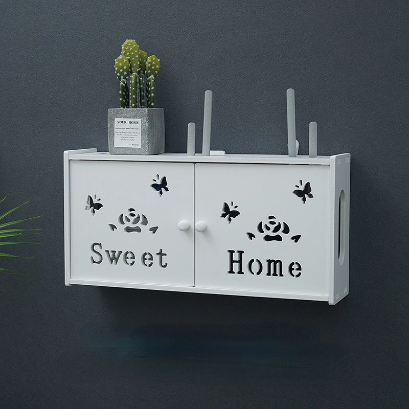 Large Wireless Wifi Router Storage Box PVC panel Shelf Wall Hanging ...